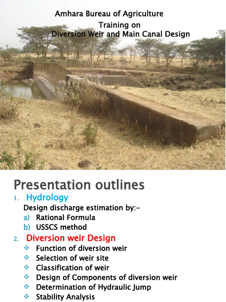 Diversion Weir and Canal Design Training | PDF | Drainage Basin | Hydrology
