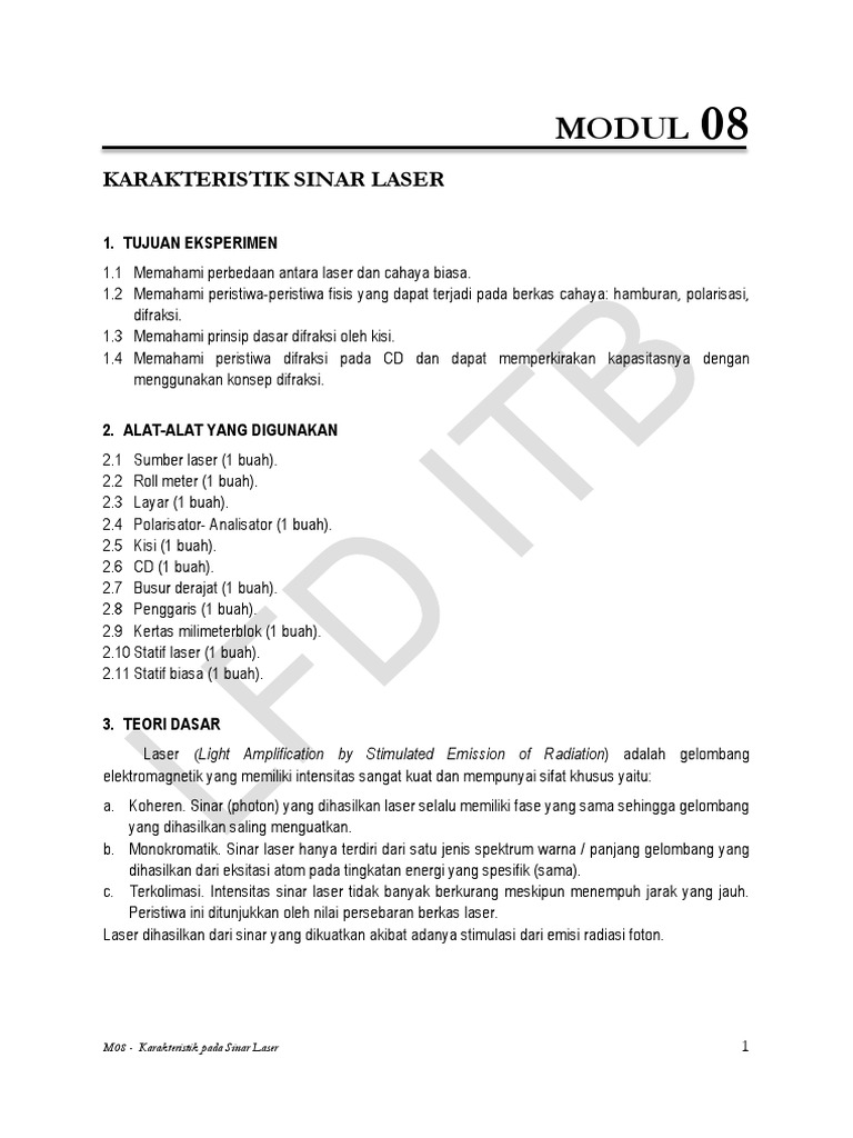 Modul 08 - Karakteristik Sinar Laser - 20 Januari 2022 | PDF