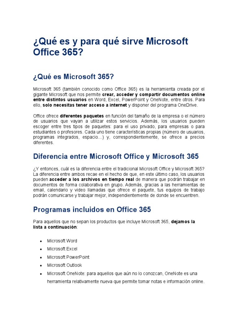 Microsoft 365: Usos y Beneficios | PDF | Microsoft Office | Microsoft