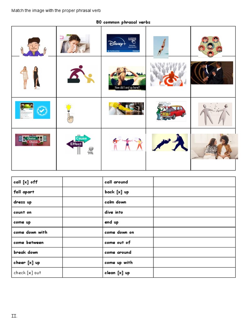 Match The Image With The Proper Phrasal Verb | PDF