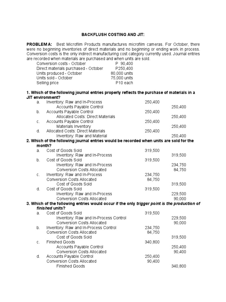 Pcpar Backflush Costing and Jit | PDF | Cost Of Goods Sold | Cost