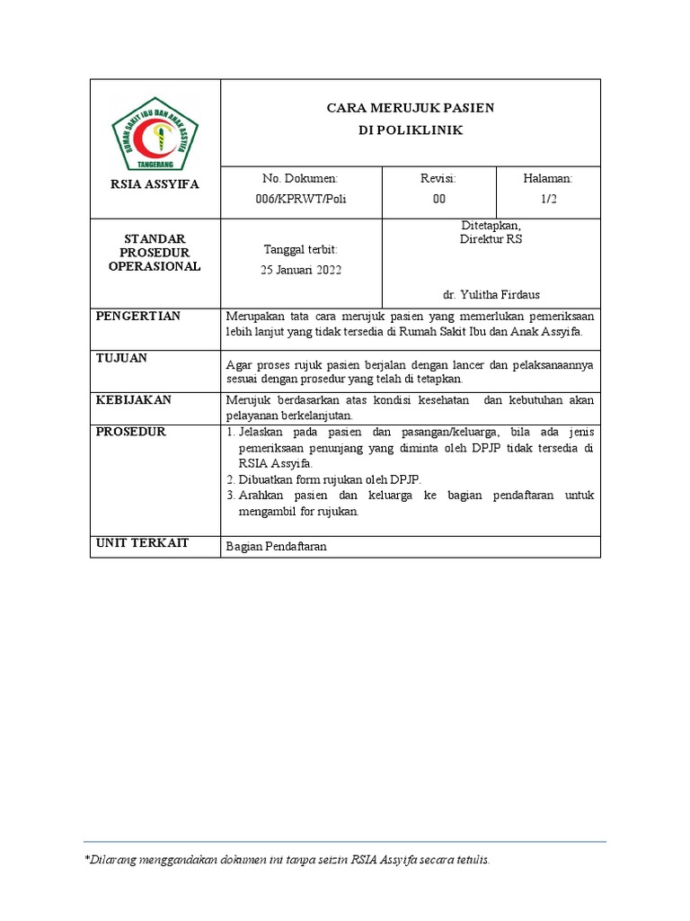 SPO Rujukan Dari Poli | PDF
