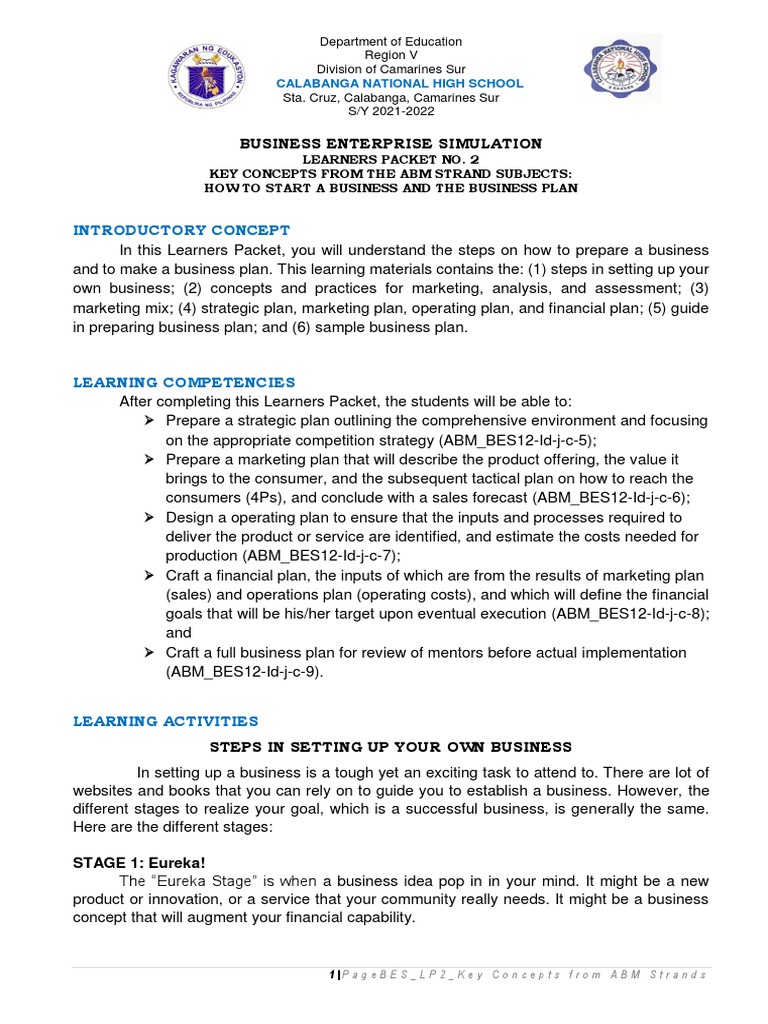 5 BES LP 2 How To Start Business and The Business Plan | PDF ...