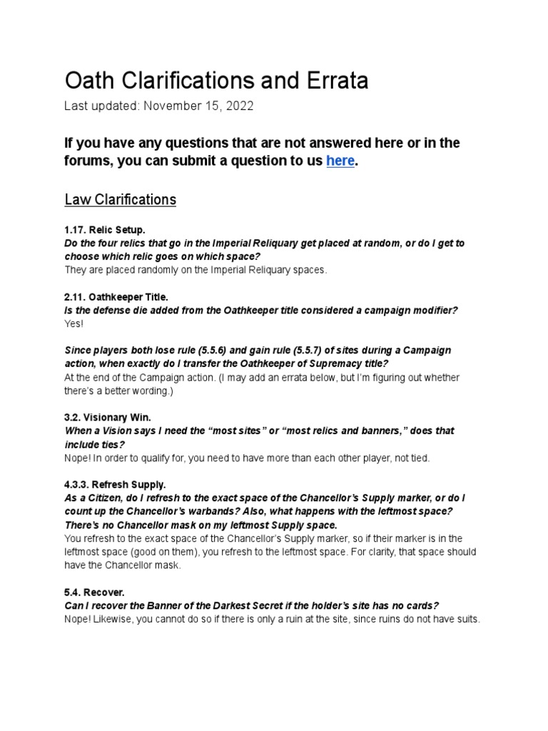 Oath Errata and Clarifications | PDF