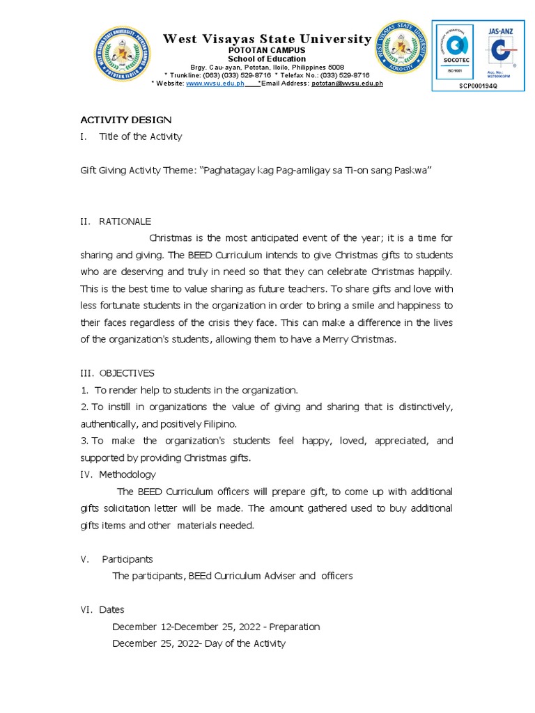 Activity Design | PDF