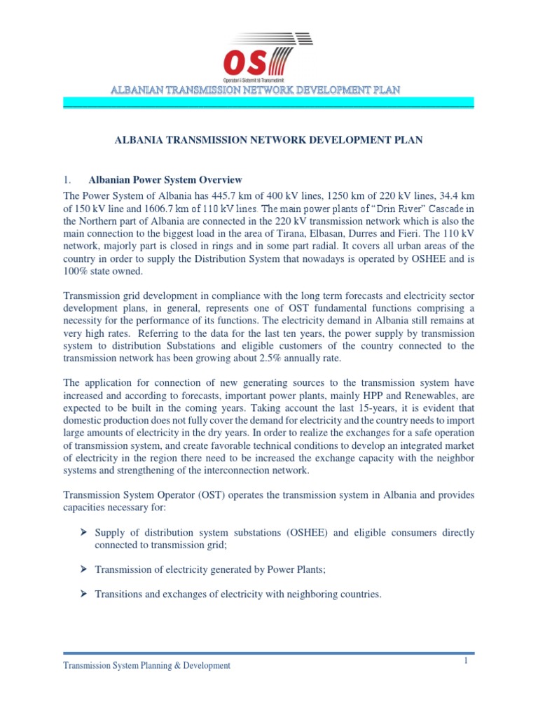 Albania Transmission Network Development Plan | PDF | Electric Power ...