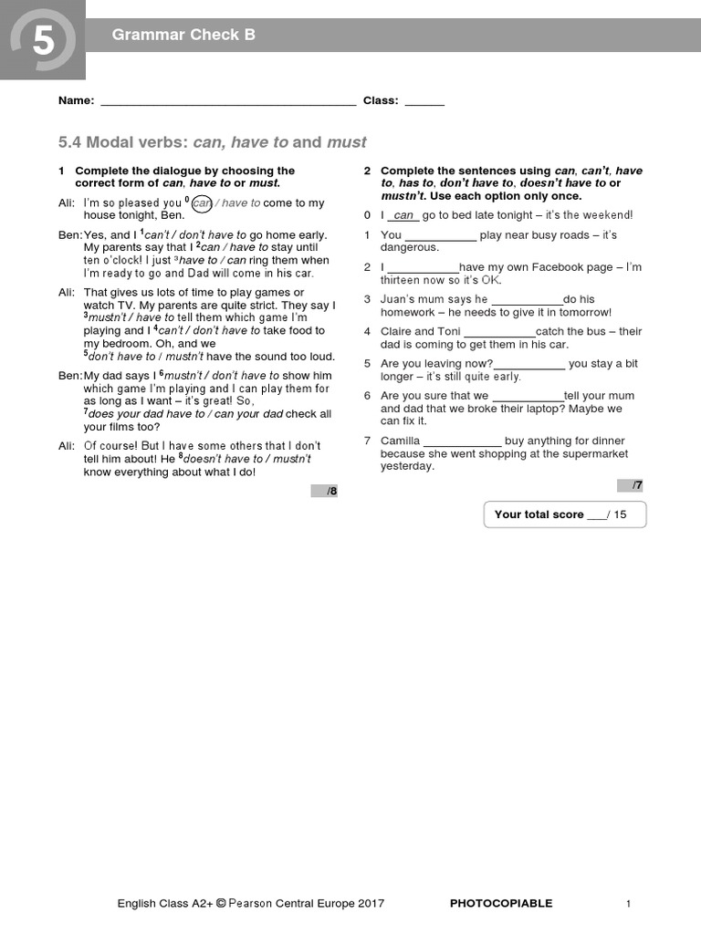 Eca2plus Tests Grammar Check 5 4b Pdf Languages Foreign
