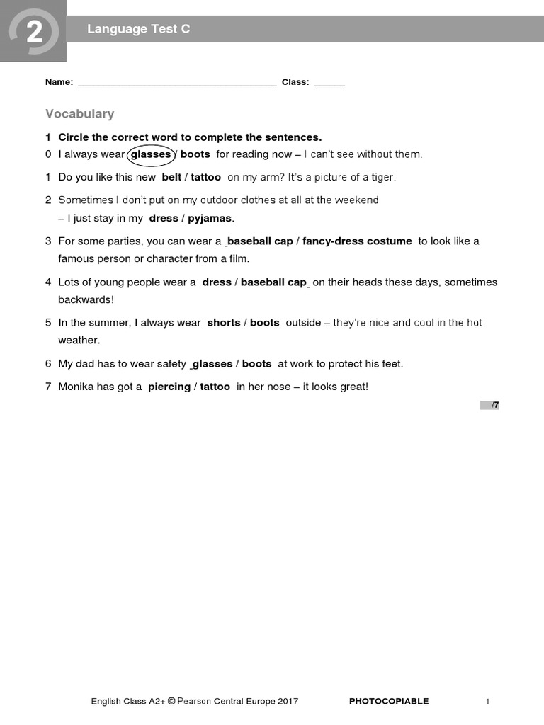 ECA2plus Tests Language Test 2C | Download Free PDF | English Language