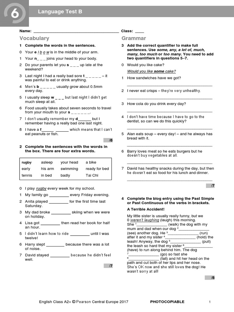 ECA2plus Tests Language Test 6B | PDF | Linguistics