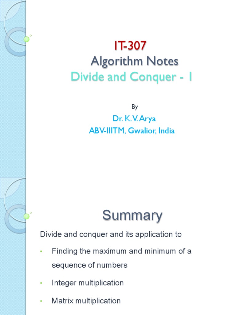 Divide Conquer 1 Pdf Maxima And Minima Multiplication 