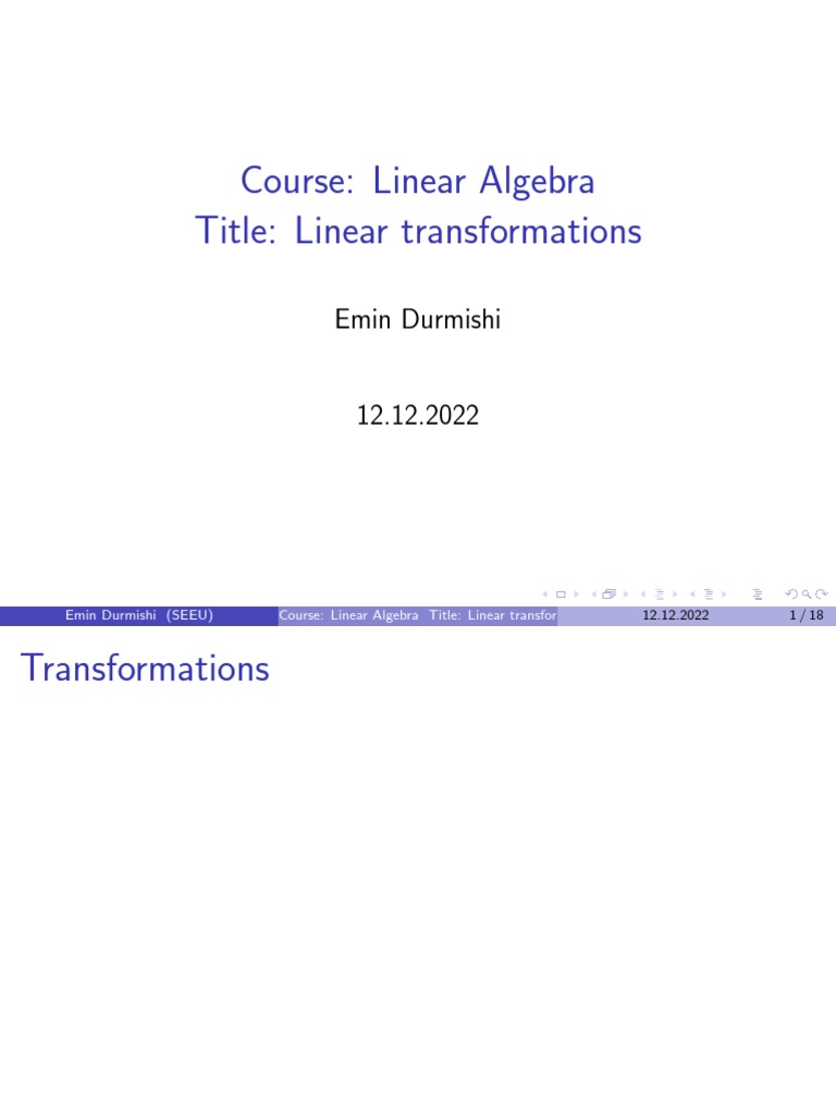 Linear Algebra - P9 (Linear Transformations) | PDF | Linear Map | Basis (Linear Algebra)