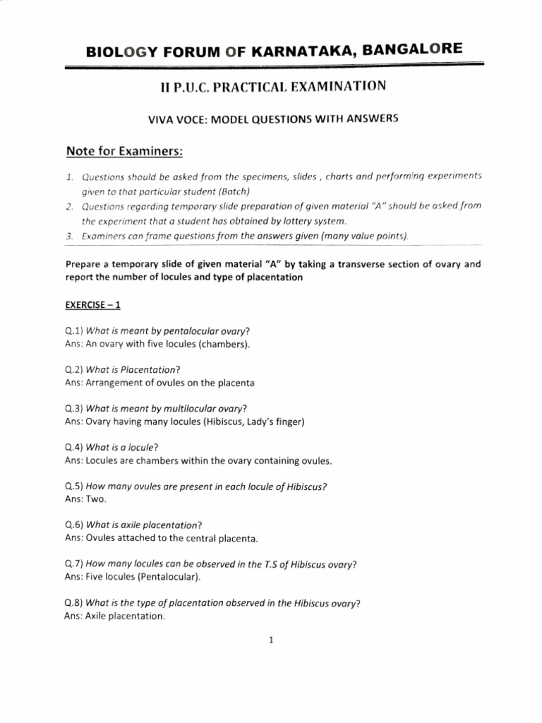 Biology Forum of Karnataka Practical Exam Questions | PDF | Mitosis ...