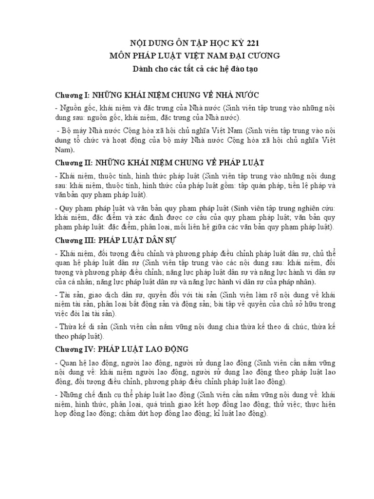 1. NỘI DUNG ÔN TẬP- HK221 | PDF