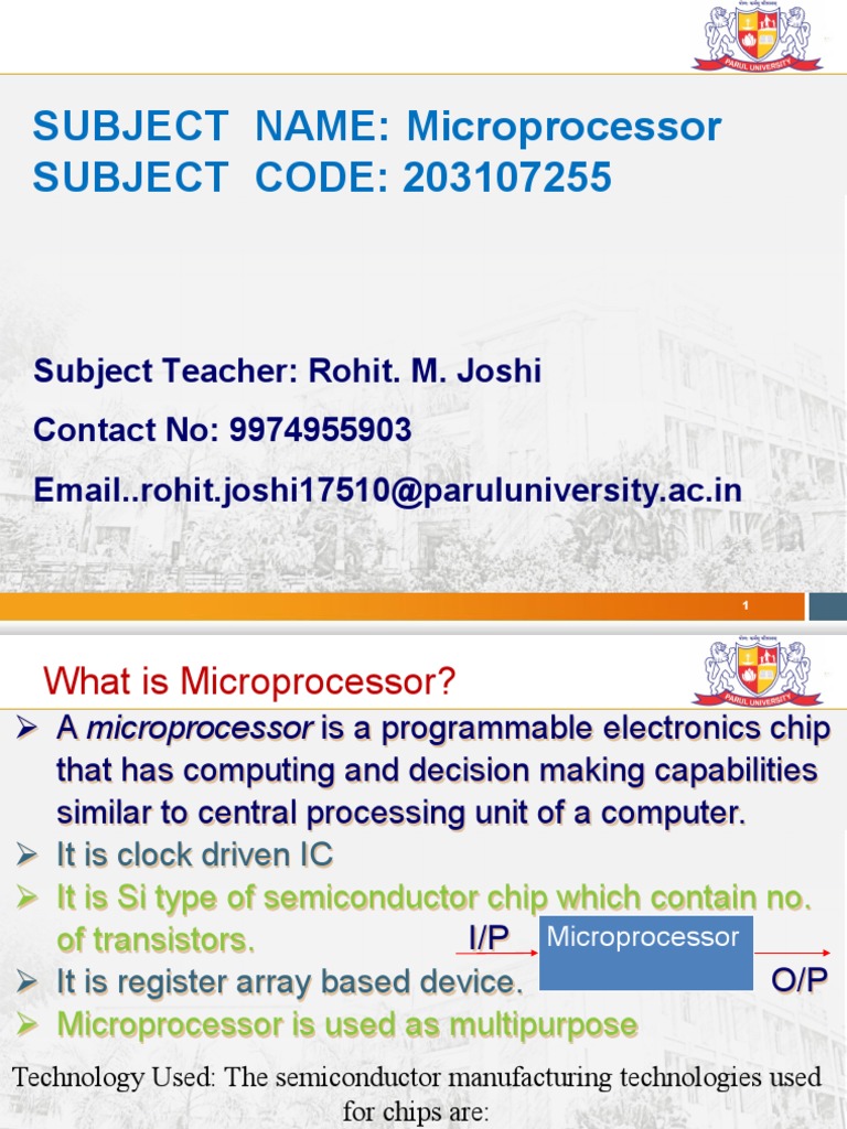 Unit 1 - Introduction To Microprocessor 8085 | PDF | Microprocessor ...