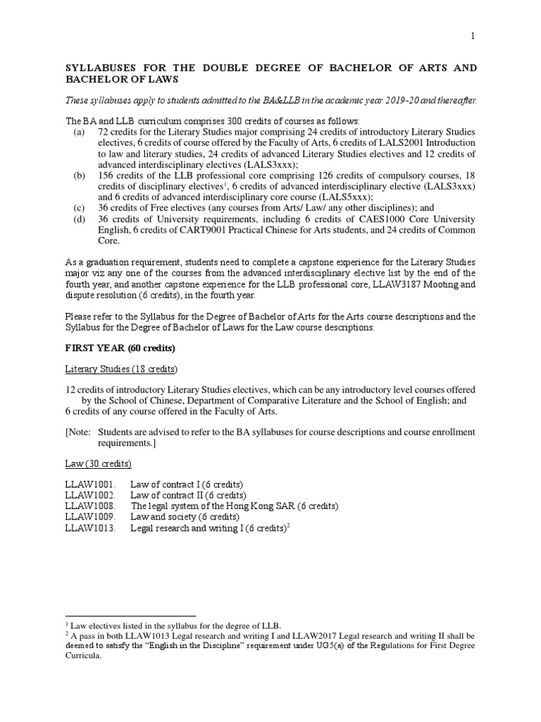 BA&LLB Syllabus | PDF | Bachelor's Degree | Linguistics