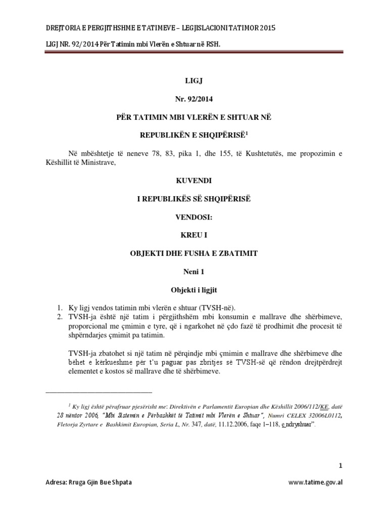 LIGJ Nr. 92 2014 | PDF