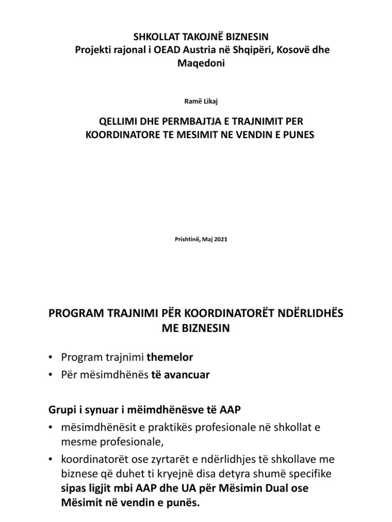 Qellimet e Trajnimit | PDF