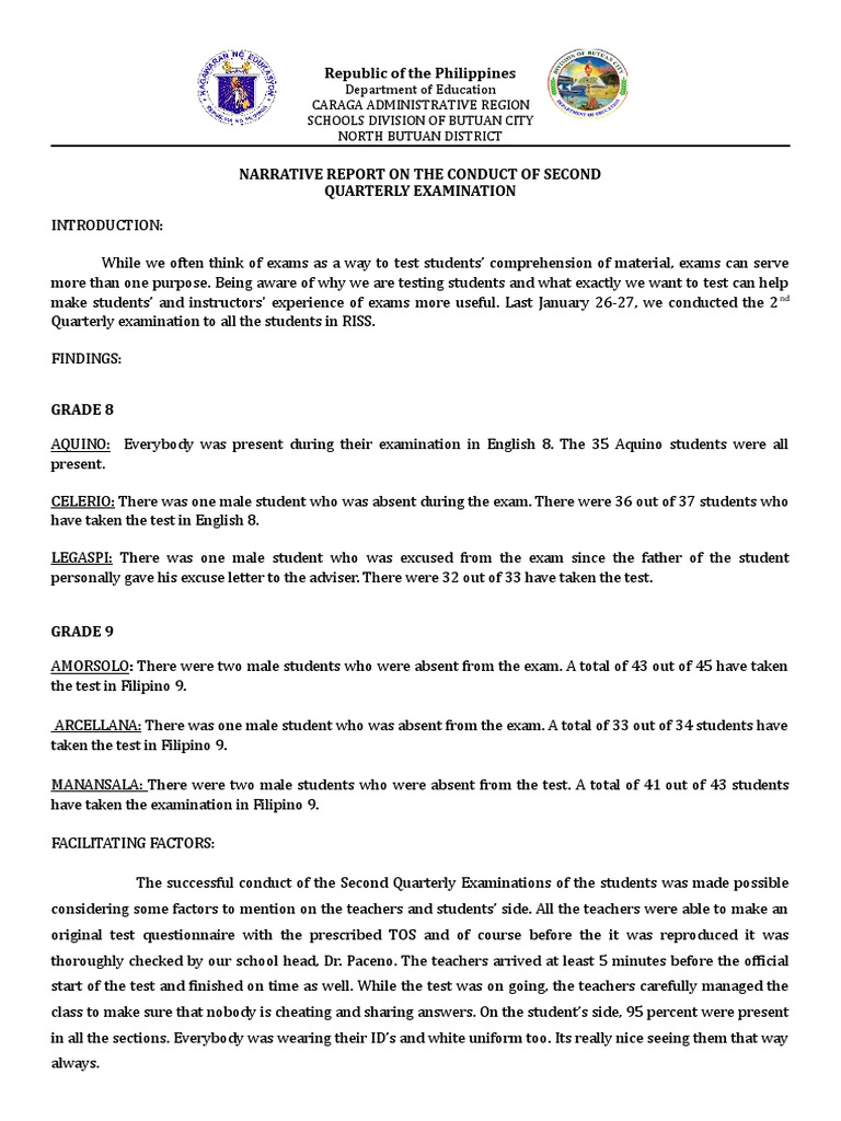Narrative Report of The Exam | PDF
