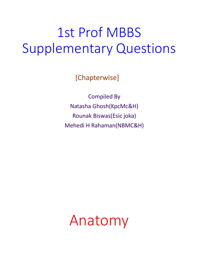 1st Prof MBBS Supplementary 10 Years Compilation | PDF | Blood Pressure ...