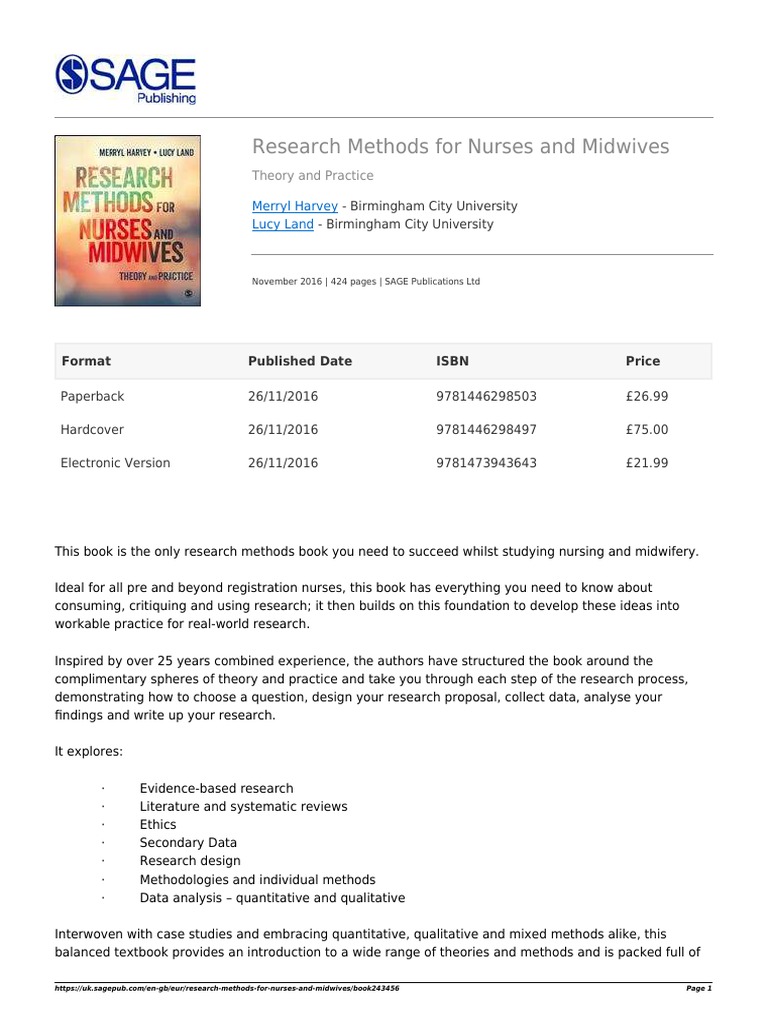 Research Methods For Nurses and Midwives | PDF | Methodology | Qualitative Research