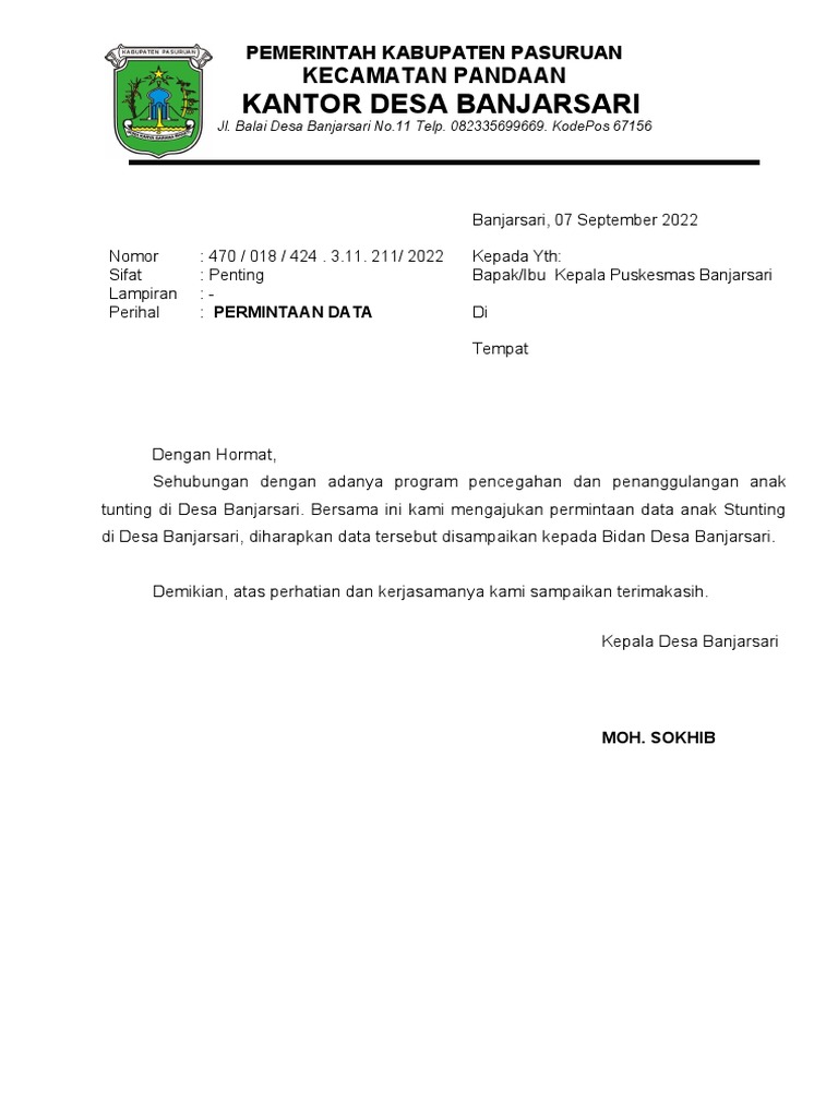 Permohonan Data Stunting | PDF