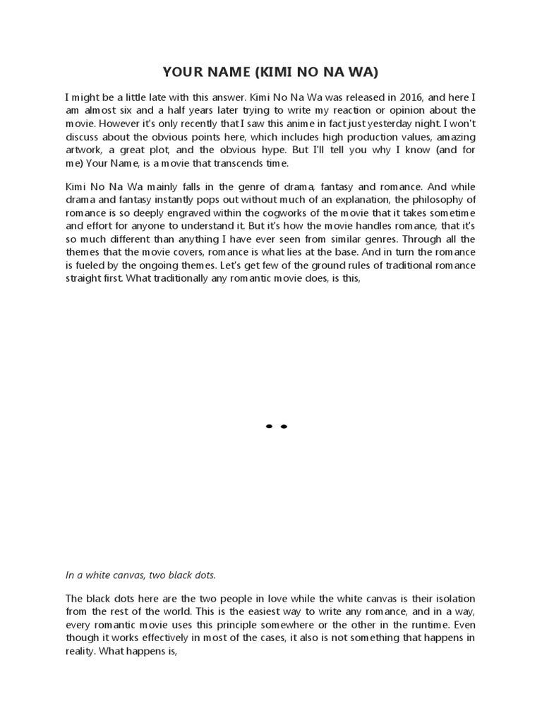 Your Name (Kimi No Na Wa) | PDF | Romance (Love)