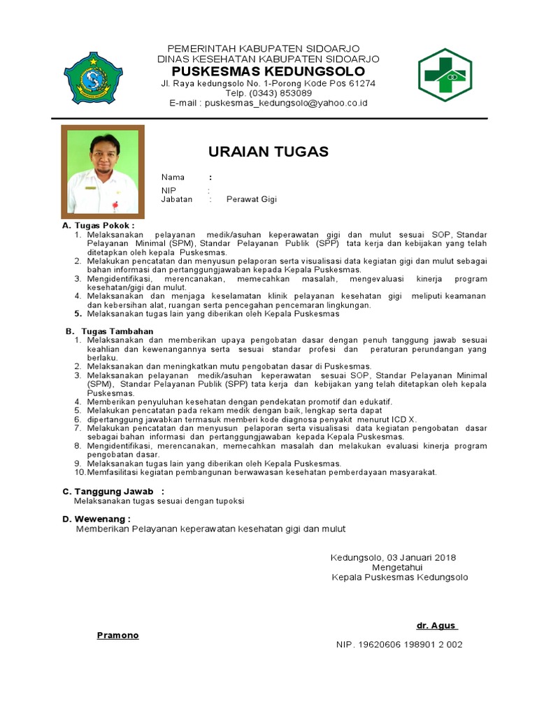 Uraian Tugas Perawat Gigi | PDF