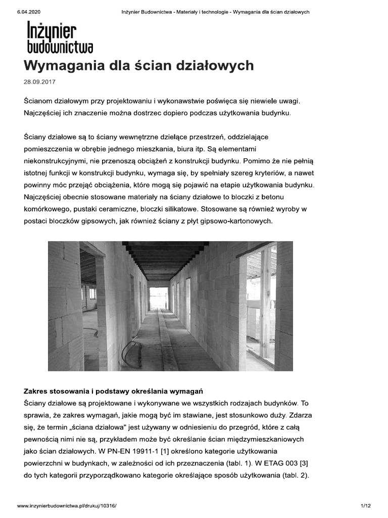 Inżynier Budownictwa - Materiały I Technologie - Wymagania Dla Ścian ...