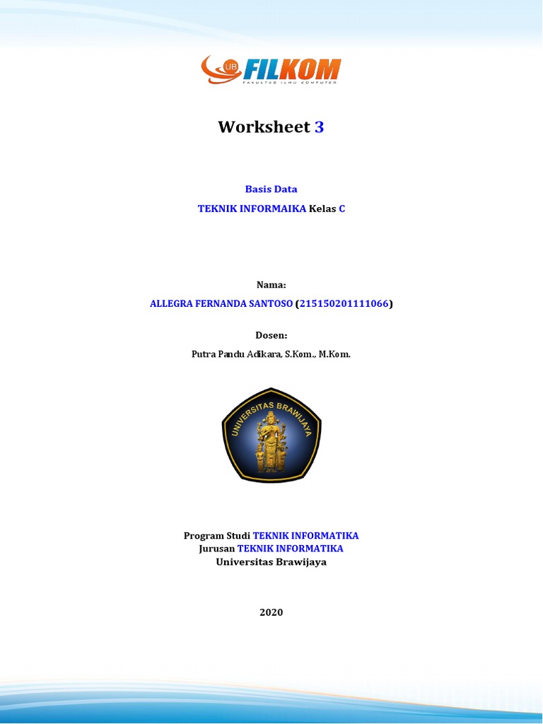 (W3) (BasisData-TeknikInformatika-C) ALLEGRA FERNANDA SANTOSO | PDF