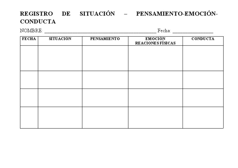 C Cog 26 Registro Situación Pensamiento Emoción Conducta Pdf