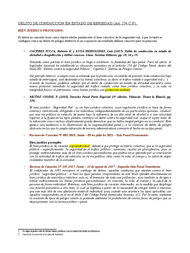 Delito de Conducción en Estado de Ebriedad | PDF | Derecho penal | Justicia