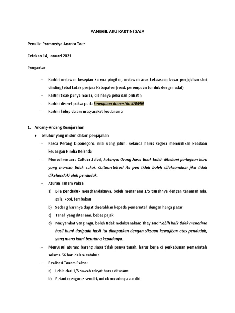 Panggil Aku Kartini Saja | PDF