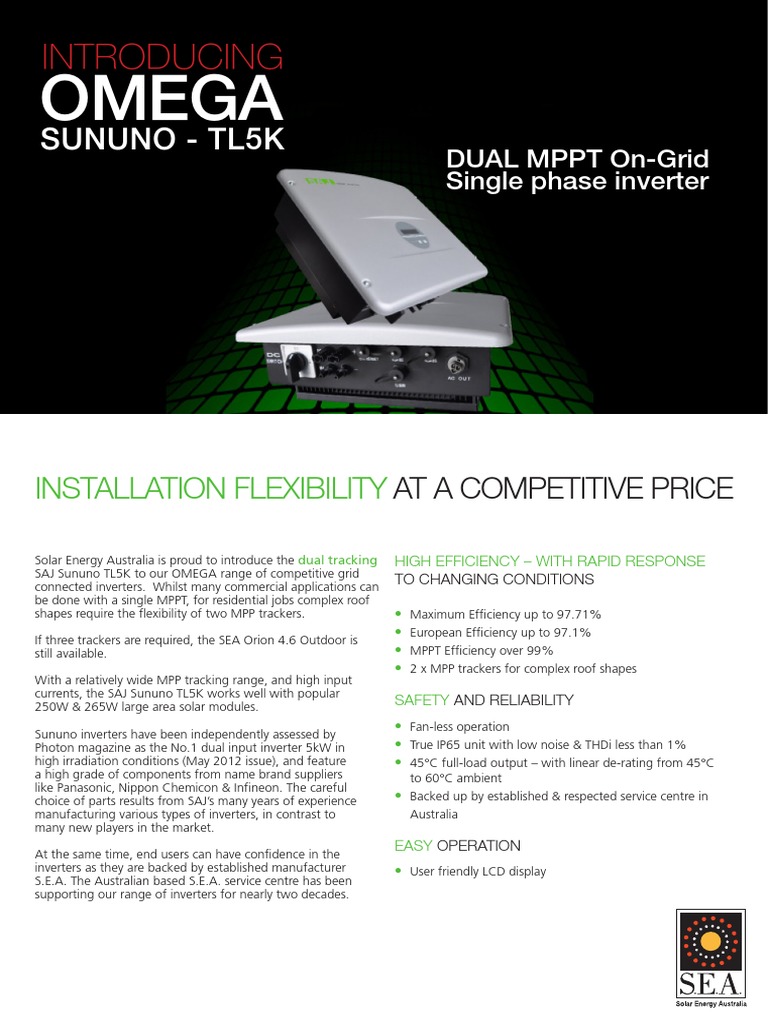 Dual MPPT On-Grid Single Phase Inverter Introducing the Omega Sununo ...