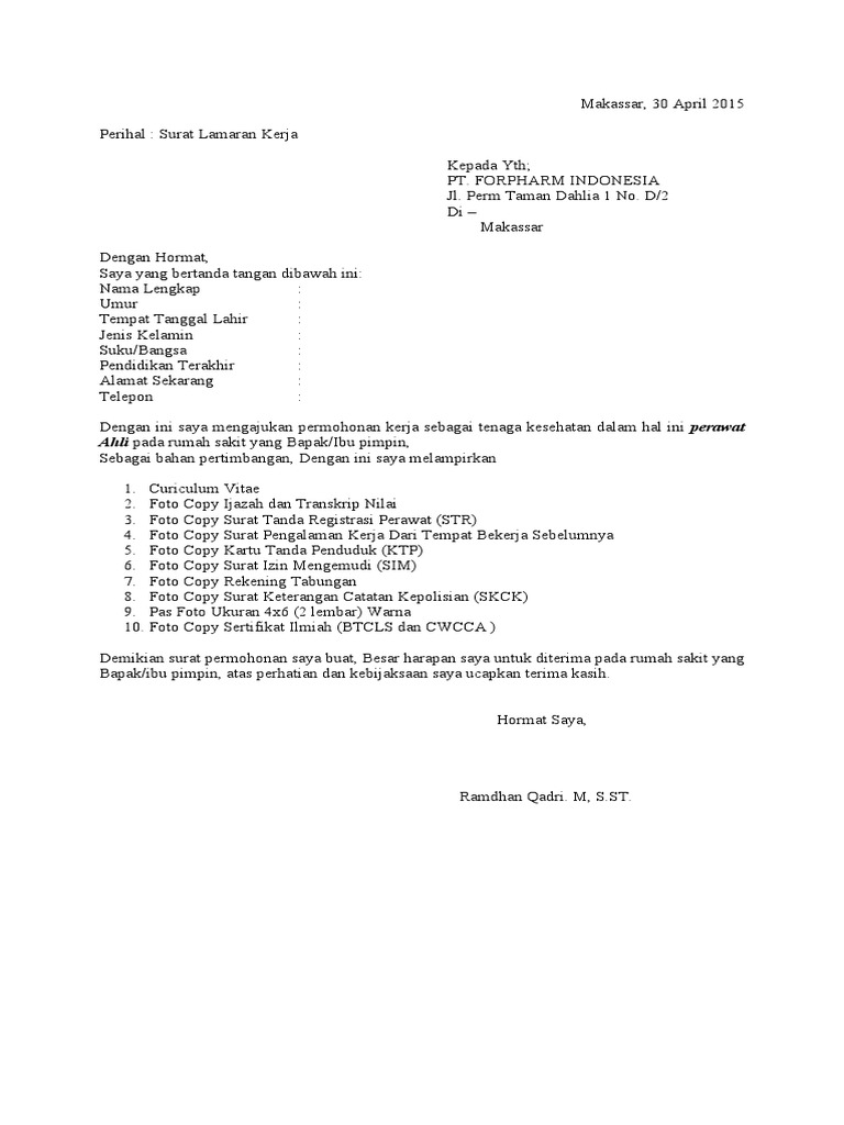 Surat L. Kerja & CV Pt. Forpharm | PDF