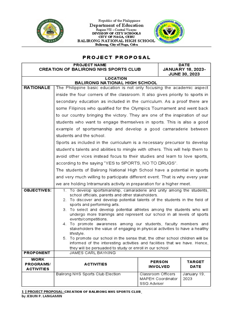 Project - Proposal - For - Sports CLUB | PDF | Sports