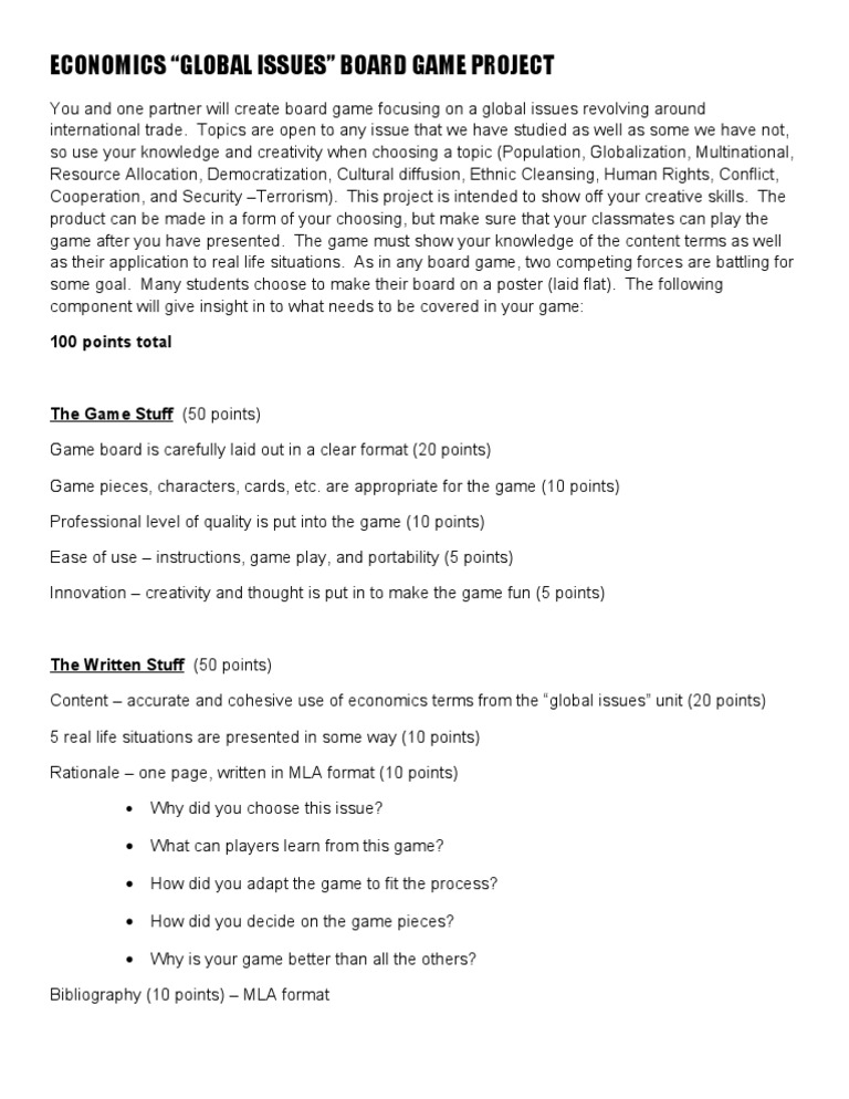 Project - Economics Board Game | PDF