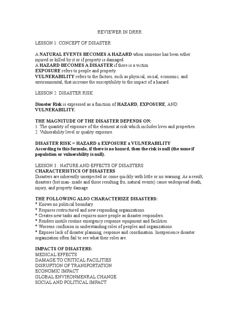 Reviewer in DRRR | PDF | Hazards | Vulnerability