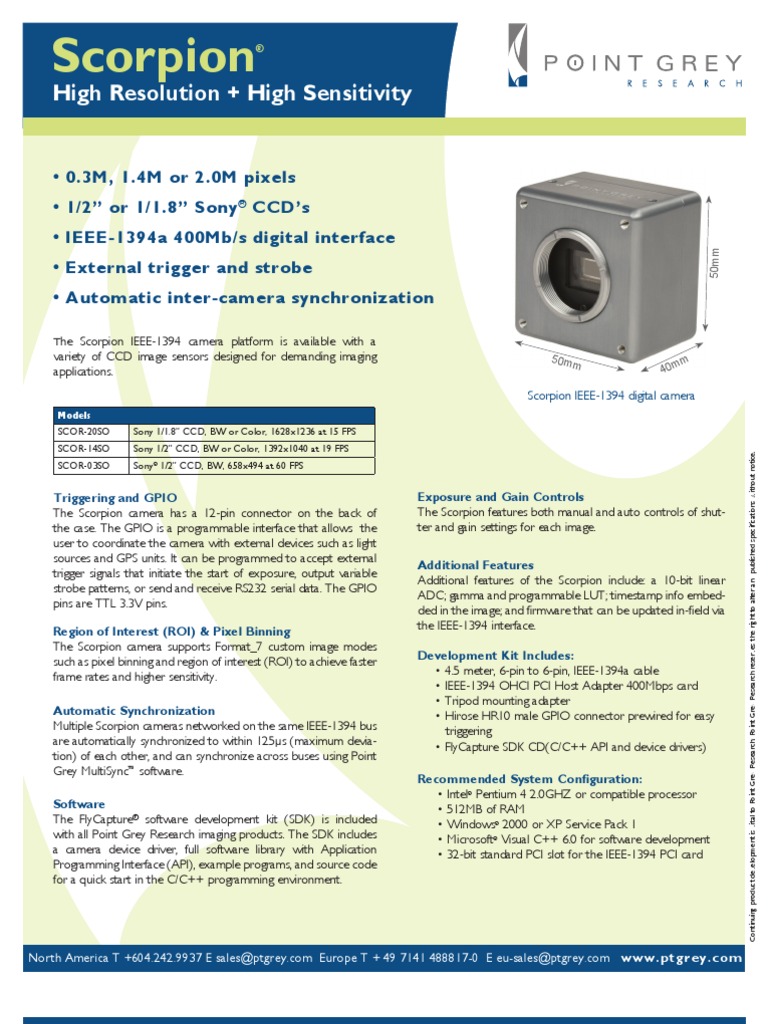 Scorpion | PDF | Charge Coupled Device | Analog To Digital Converter
