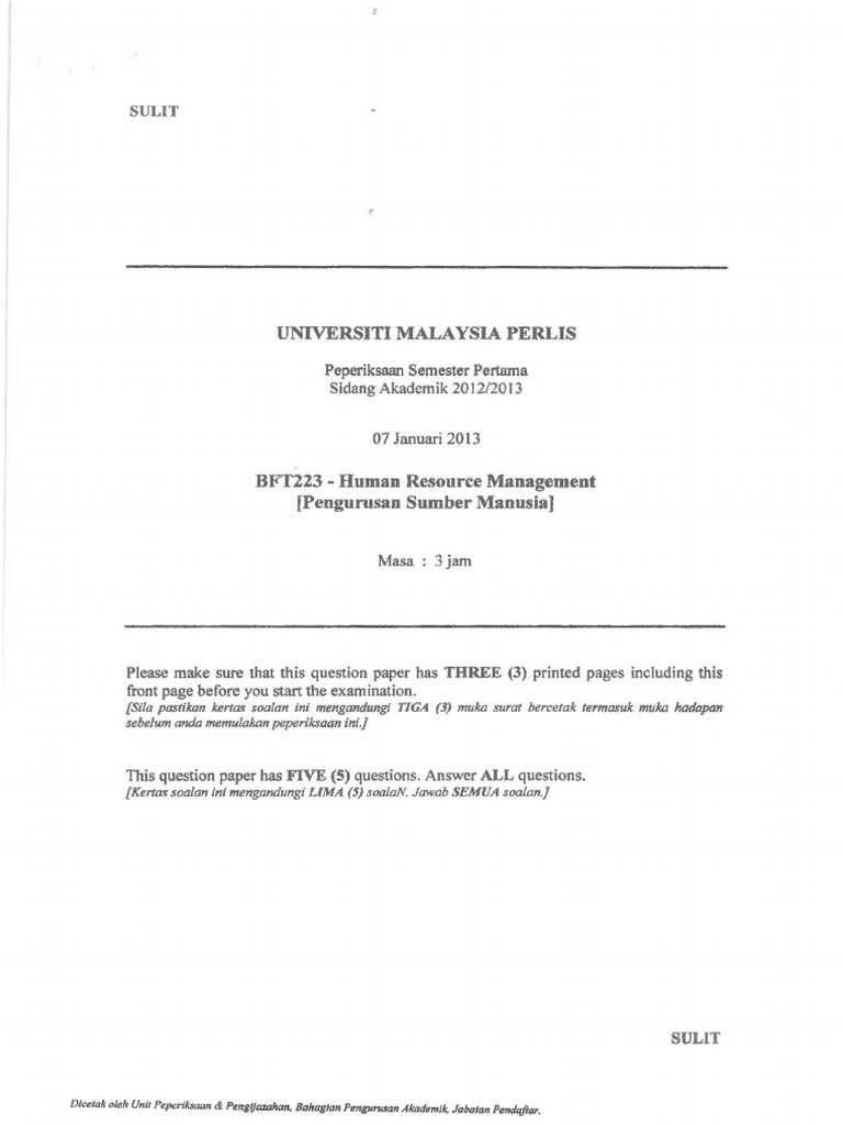 BFT 223 - Human Resource Management | PDF | Labor | Employee Relations