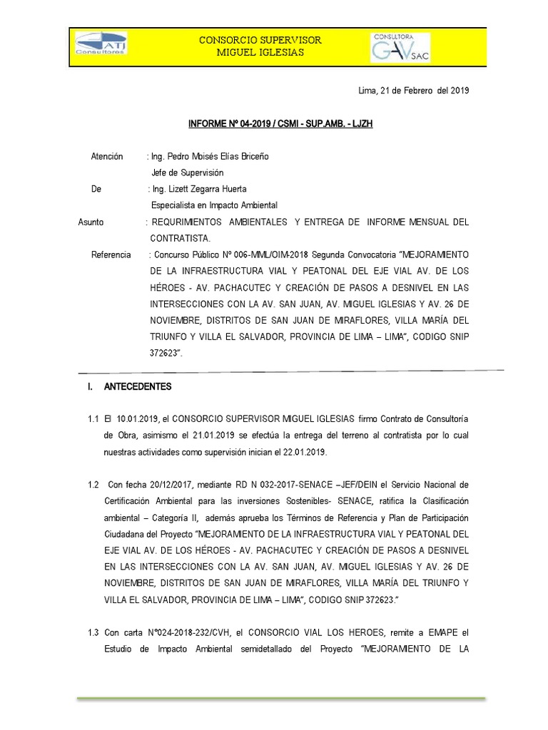 Formato de Informe de Req Ambiental y Entrega de Informe | PDF | Evaluación de impacto ambiental ...