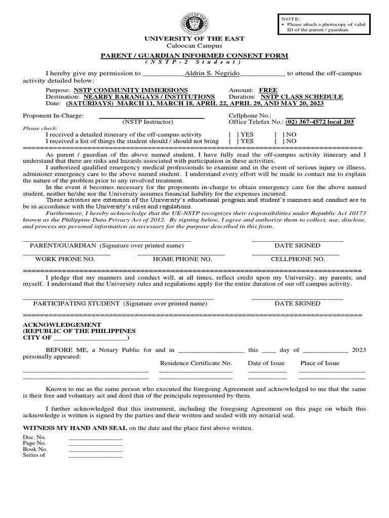 Waivers For NSTP 2 With Data Privacy | PDF | Justice | Crime & Violence