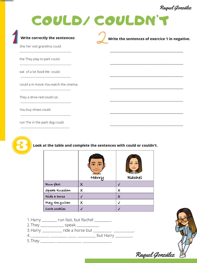 Could and Couldn't Sentence Exercises | PDF