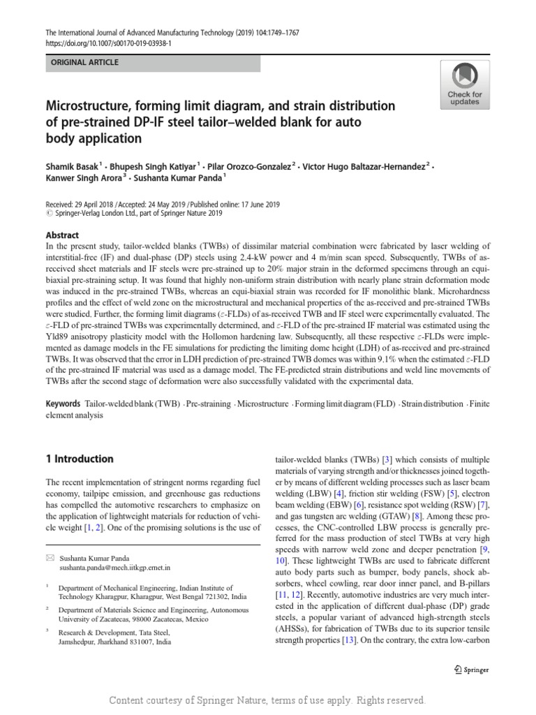 Microstructure Forming Limit Diagram and Strain Di | PDF | Deformation (Engineering) | Welding