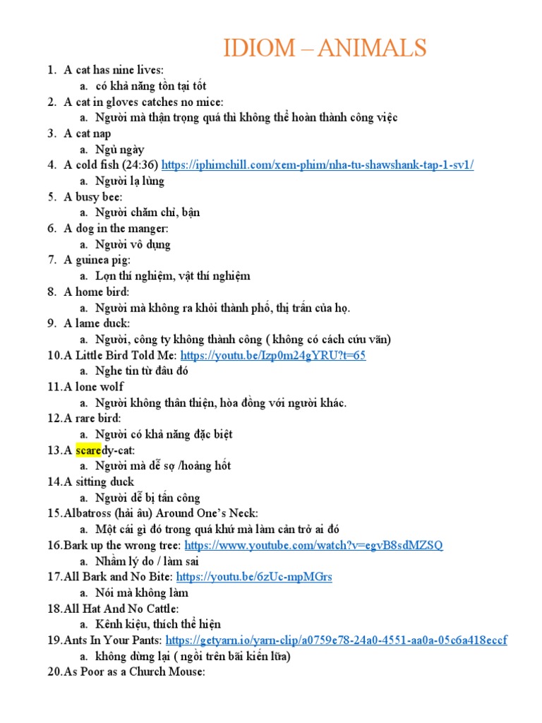 New Word - IDIOM - Animal | PDF