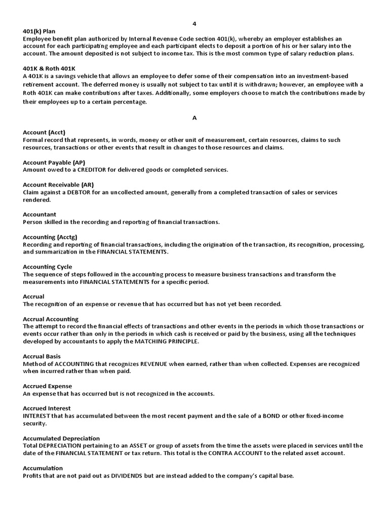 A-Z Accounting Terms and Meanings | PDF | Debits And Credits | Bonds ...