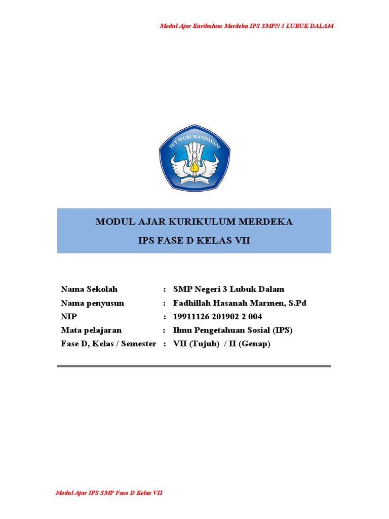 Modul Ajar Ips Kelas 7 | PDF