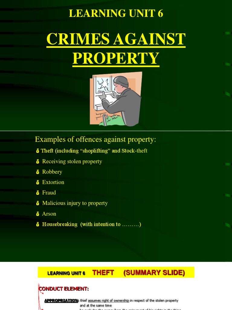 Spof 6211 Learning Unit 6 Powerpoint Slides - Crimes Against Property ...
