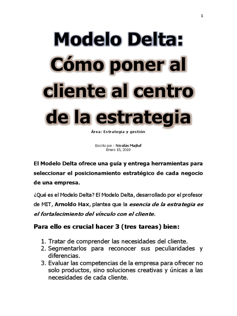 Modelo Delta - Como Poner Al Cliente Al Centro de La Estrategia ...