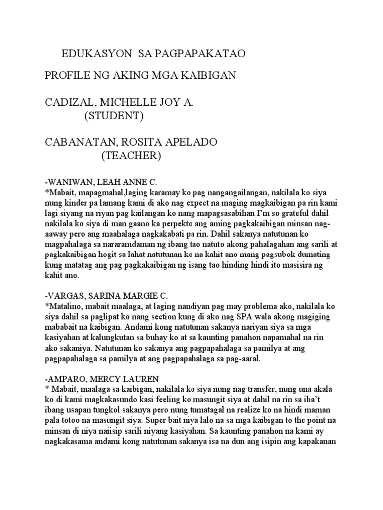 Edukasyon Sa Pagpapakatao | PDF