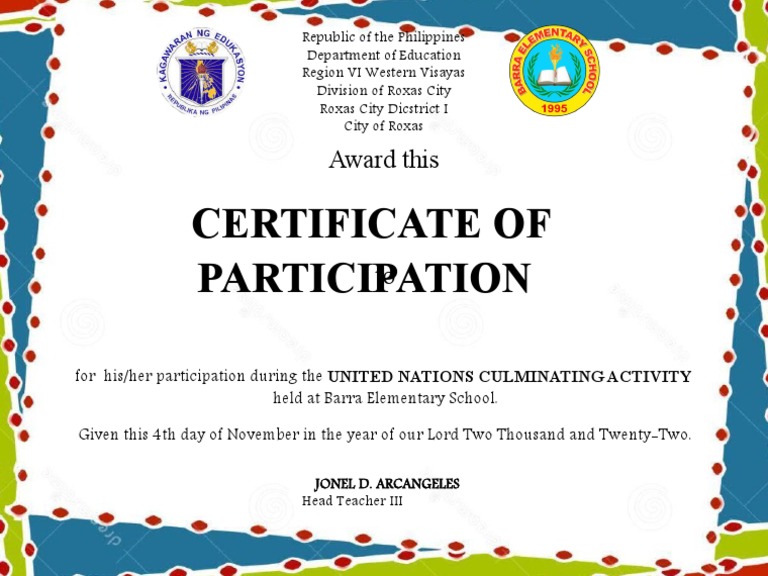 United Nations Participation Certificate | PDF